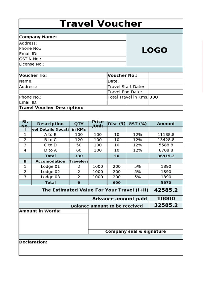 Travel Voucher Format and Details | PDF