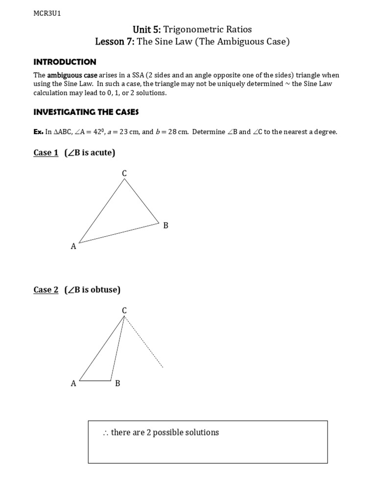 LESSON 7 - The Sine Ambiguous Case | PDF