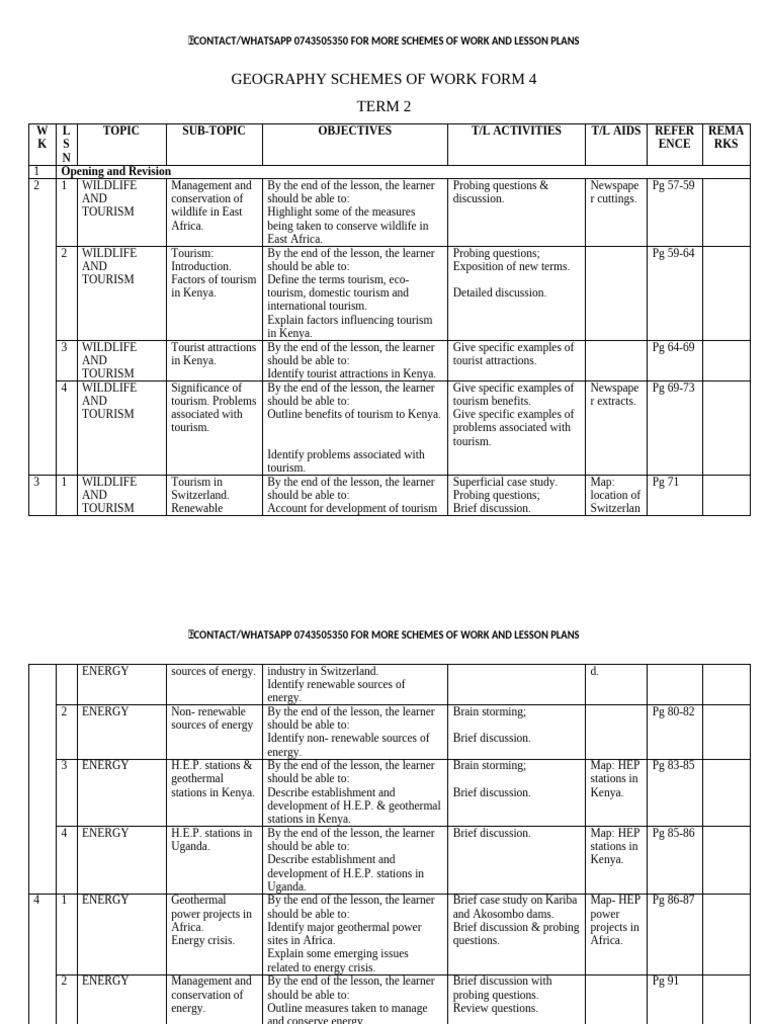 Form 4 Term 2 Geography Schemes @0743505350 | PDF | Mortality Rate | Demography