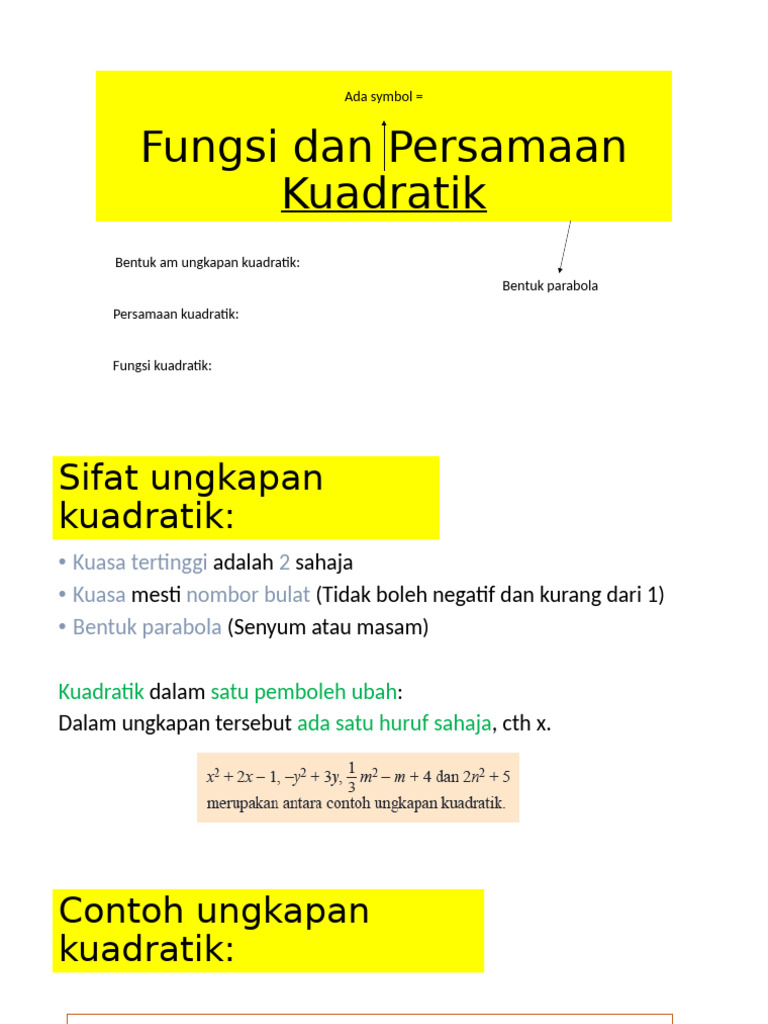 Fungsi Dan Persamaan Kuadratik | PDF