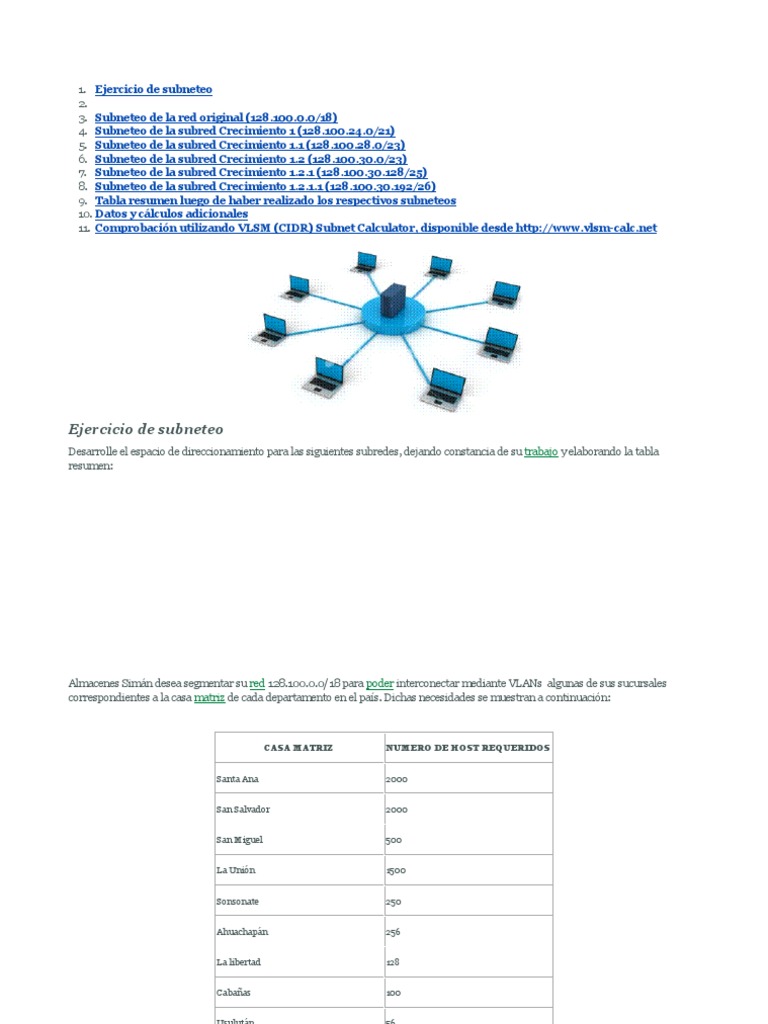 Ejercicio de Subneteo en IPv4 | PDF | Dirección IP | Poco
