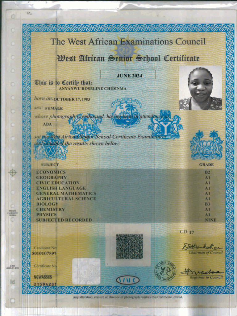 Waec Certificate. | PDF