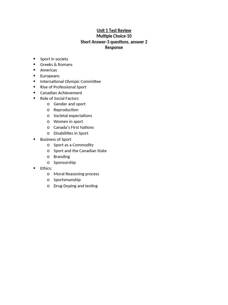 Unit 1 Test Review | PDF