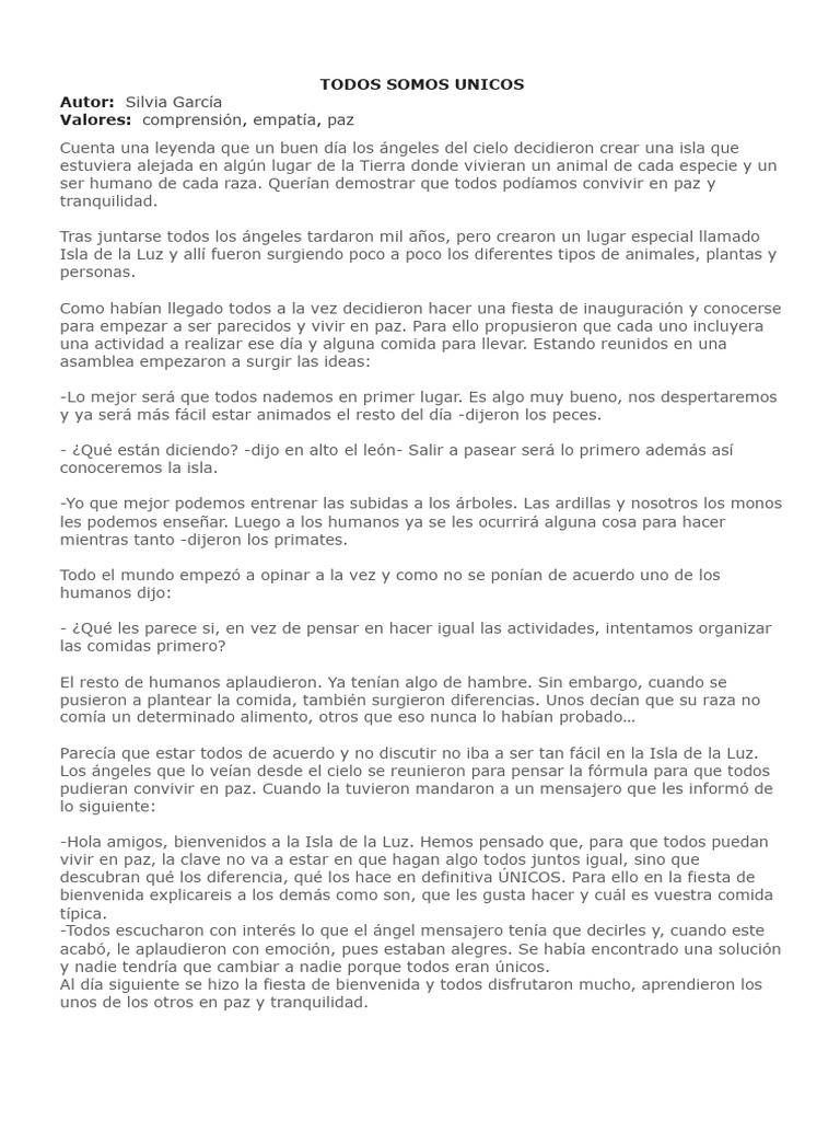 Todos Somos Únicos | PDF | Humano