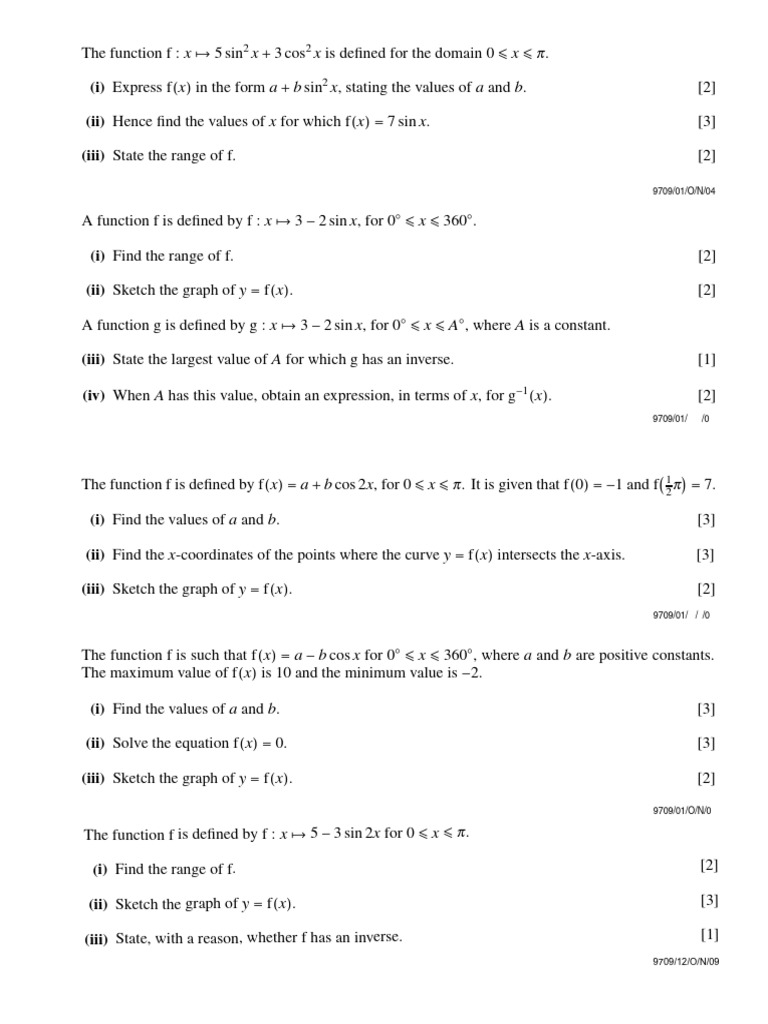F4 Functions Wih Trig (QP) - Upd 2 | PDF | Function (Mathematics) | Trigonometric Functions
