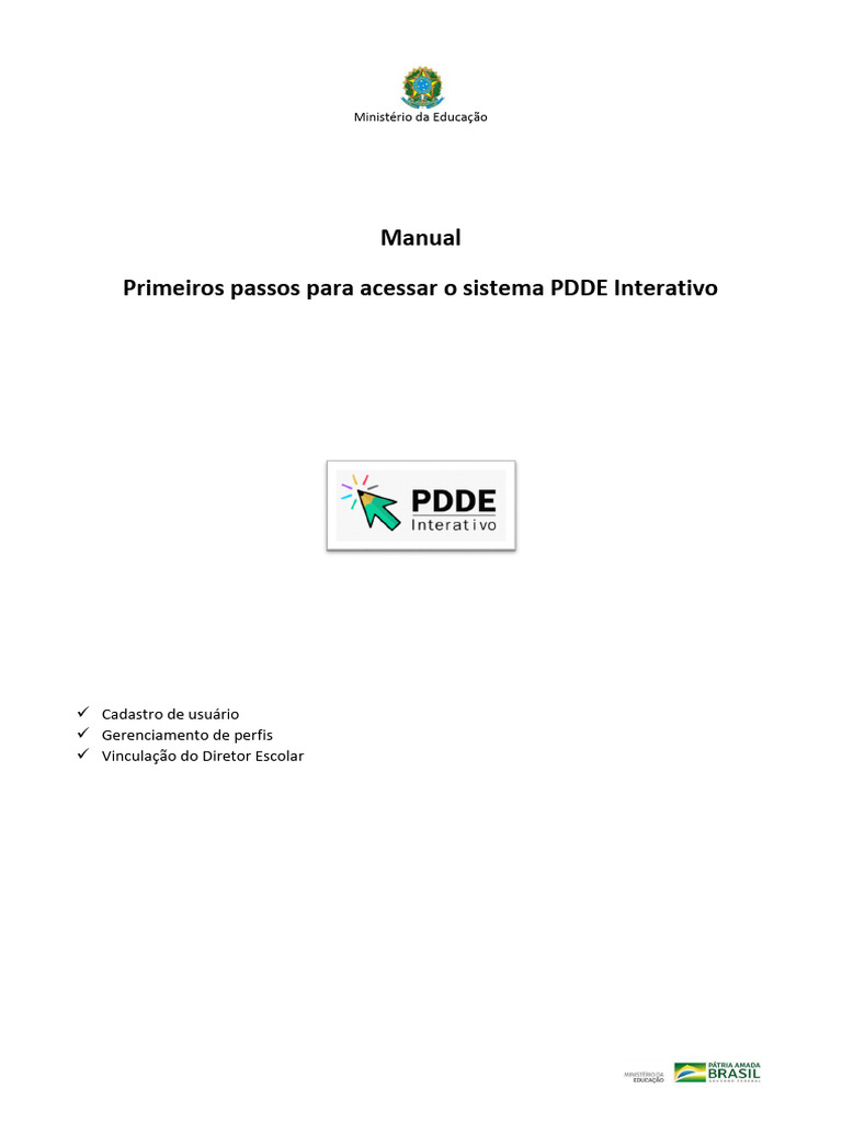 Manual Pdde Interativo Primeiros Passos | PDF | Senha