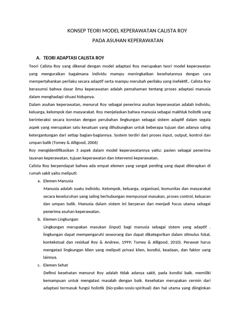 Teori Adaptasi Keperawatan Roy | PDF