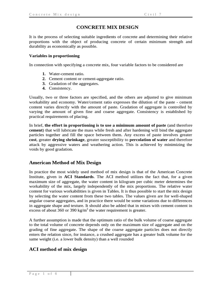 Concrete Mix Design-Solved Problems by Aci Method | PDF | Concrete | Density