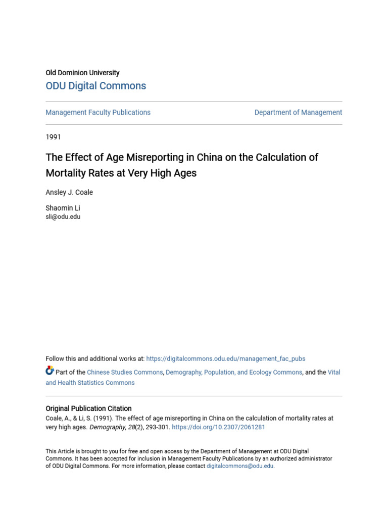 The Effect of Age Misreporting in China On The Calculation of Mor | PDF ...