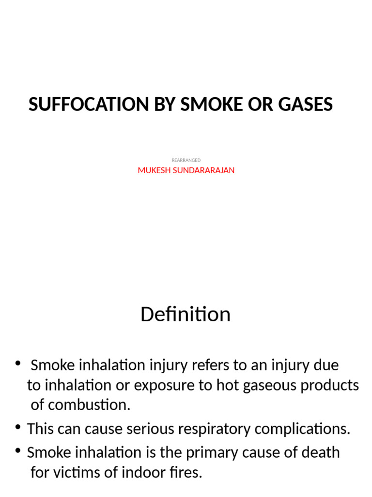 Suffocation by Smoke or Gases | PDF | Respiratory Tract | Lung