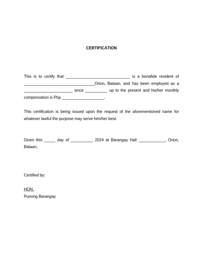 Certification of Employment | PDF
