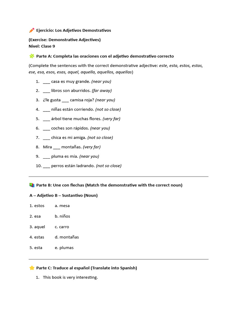 Los Adjetivos Demostrativos | PDF