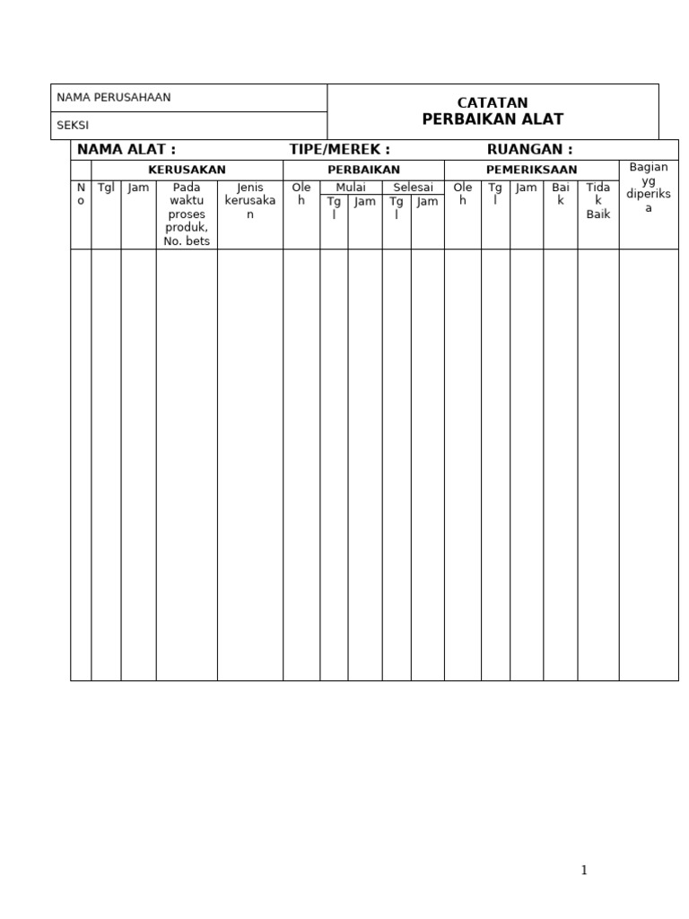 Laporan Perbaikan Alat Perusahaan | PDF