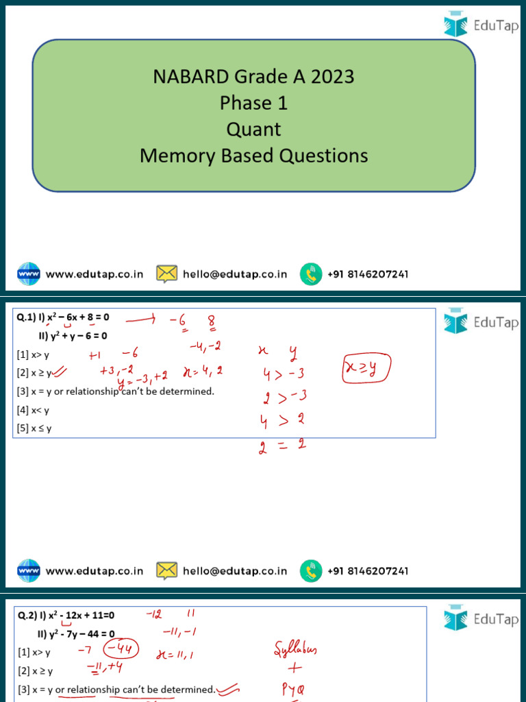 NABARD Grade A 2023 Quant Practice | PDF