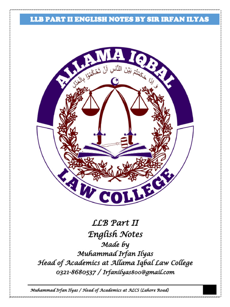 LLB Part II English Notes by Sir Ilyas | PDF | Verb | Grammatical Tense