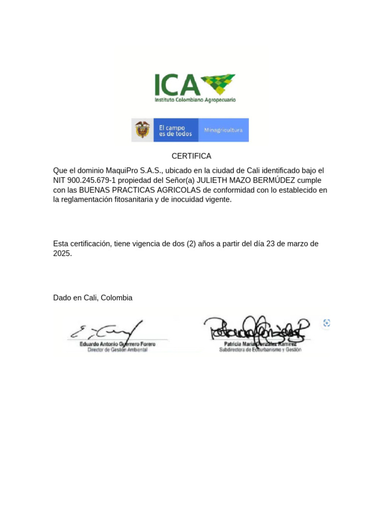 Certificación de Buenas Prácticas Agrícolas | PDF
