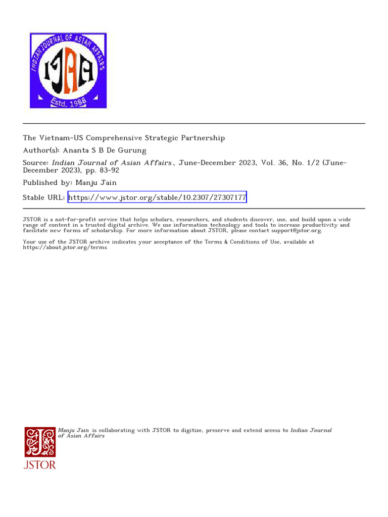 US-Vietnam Strategic Partnership 2023 | PDF | Vietnam | China