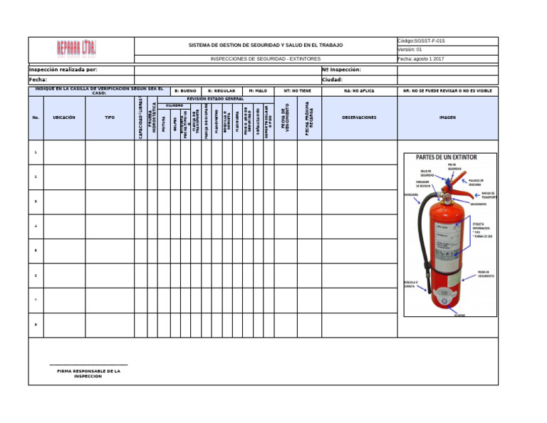 SGSST-F-015 Formato para La Inspección Mensual de Extintores | PDF
