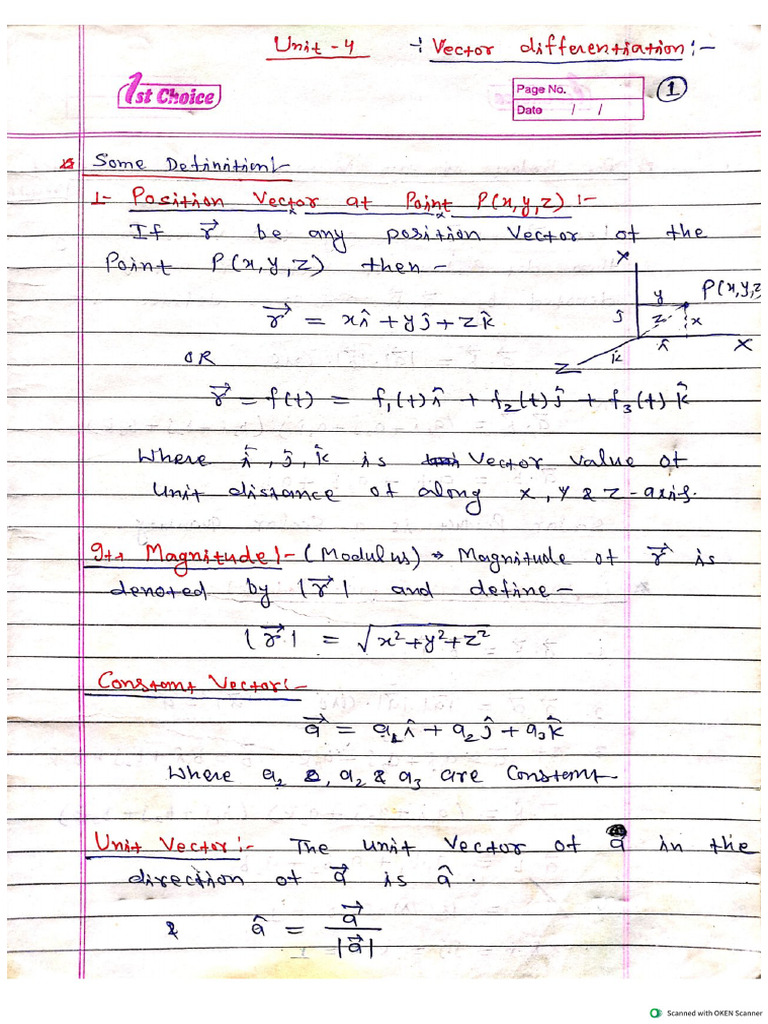 Unit 3 Vector Cal | PDF