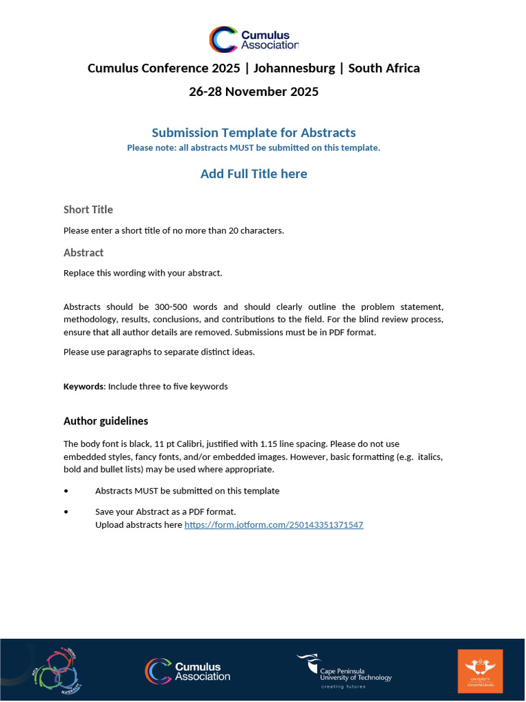 Cumulus 2025 abstract Template_ | PDF