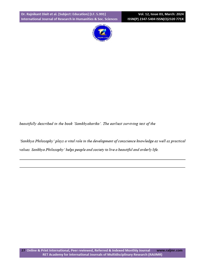 The Impact of Sankhya Philosophy | PDF | Moksha | Hindu Philosophy