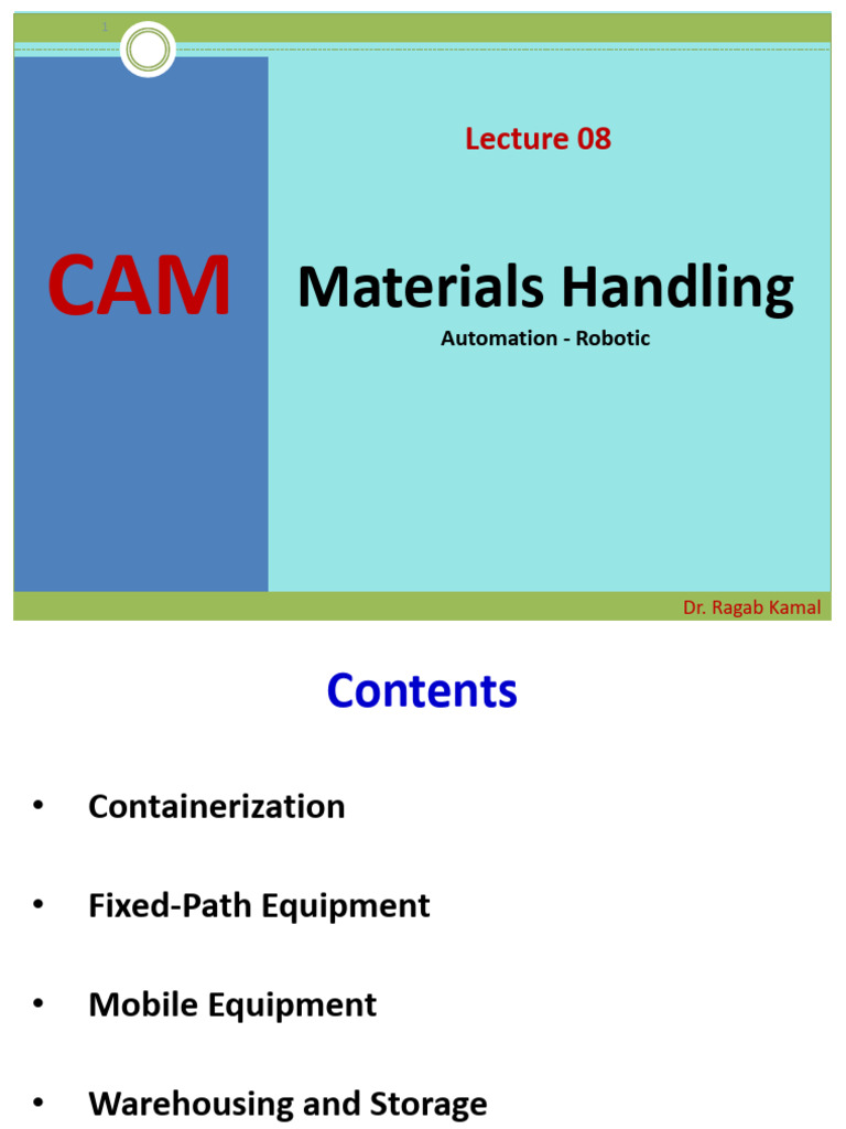 Lec 09 Material Handling | PDF | Crane (Machine) | Robot