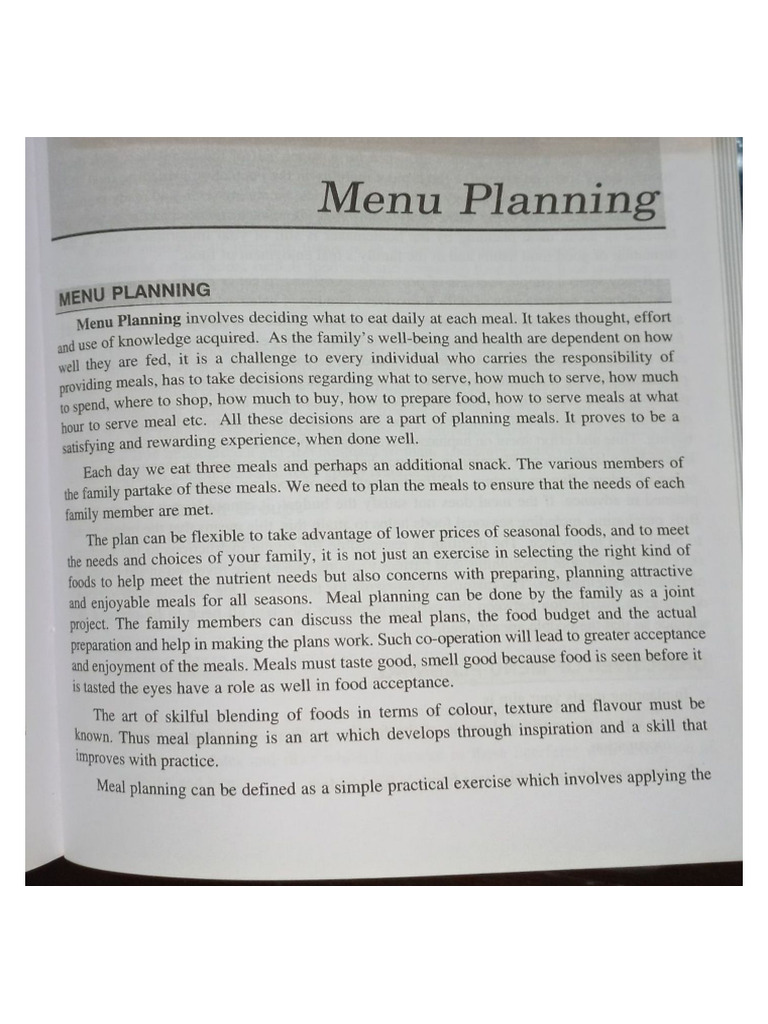 Menu planning | PDF