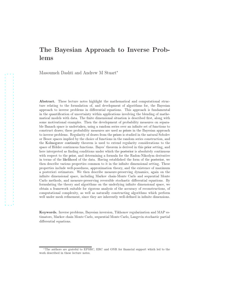 The Bayesian Approach To Inverse Prob Le | PDF | Inverse Problem | Bayesian Inference