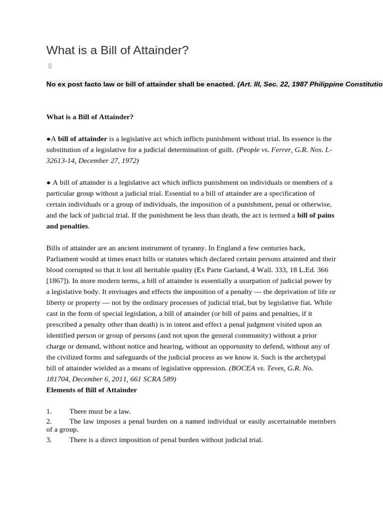 Understanding Bills of Attainder | PDF | Common Law | Government