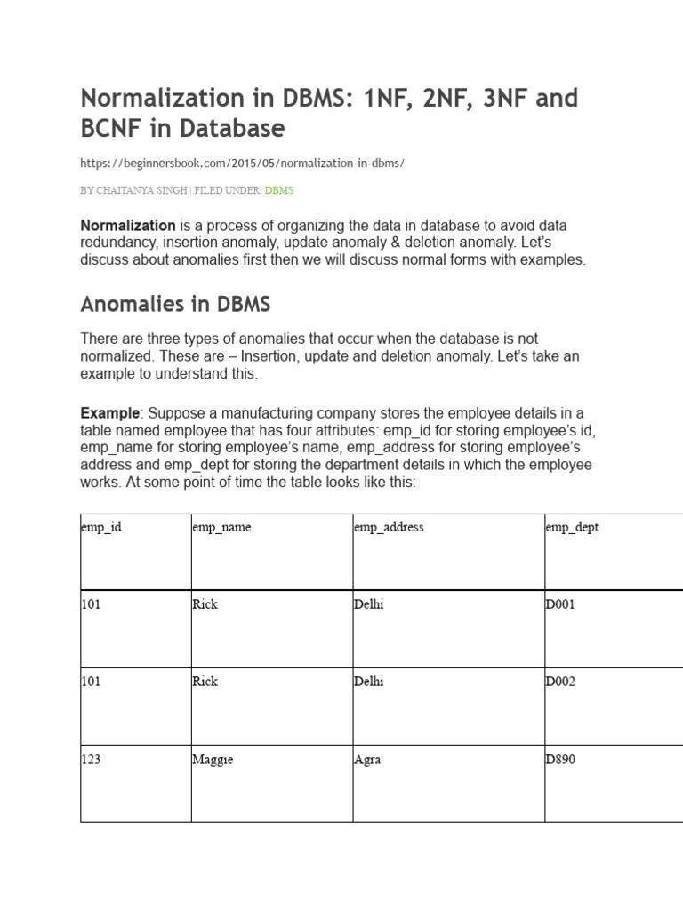 Normalization in DBMS.docx | PDF | Information Retrieval | Databases