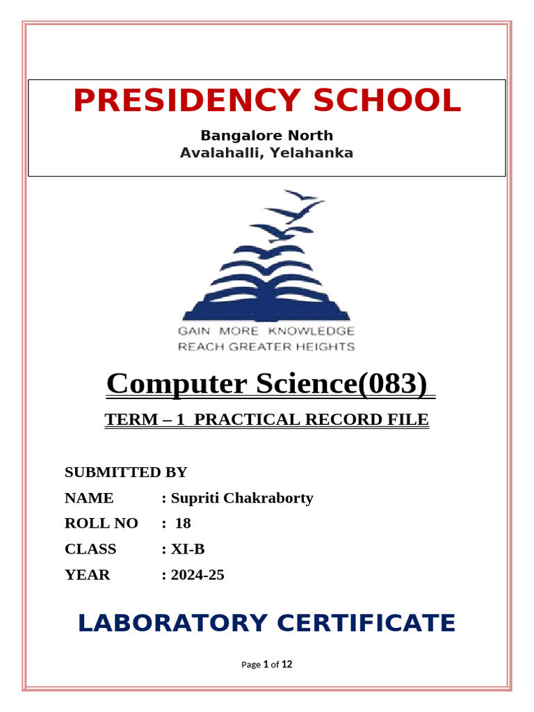 Computer Science Practical Record XI-B | PDF | Area | Elementary Geometry