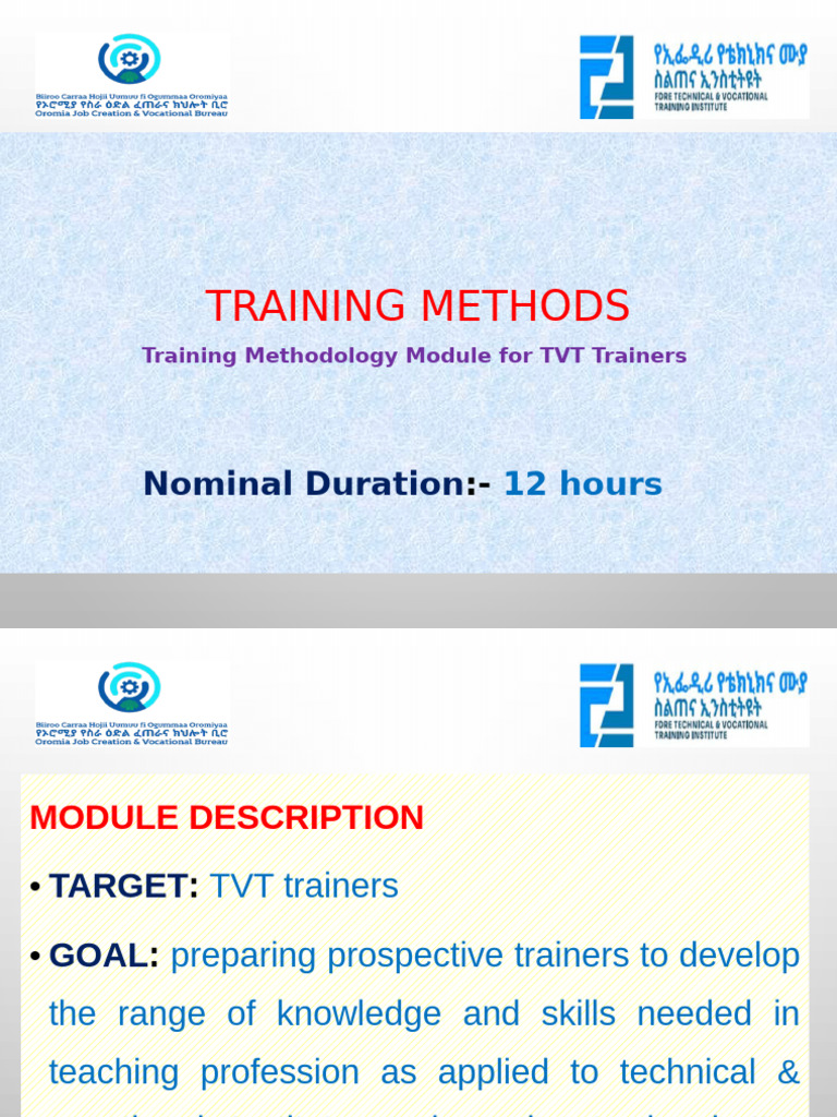 Module 1. Training Methodology | PDF | Learning | Cognitive Development