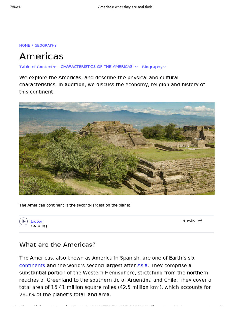 Characteristics of the Americas Explained | PDF | Americas | European ...