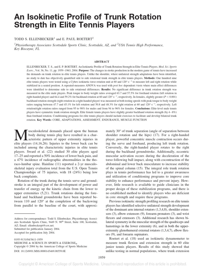 An Isokinetic Profile of Trunk Rotation Strength.20 | PDF | Anatomical ...