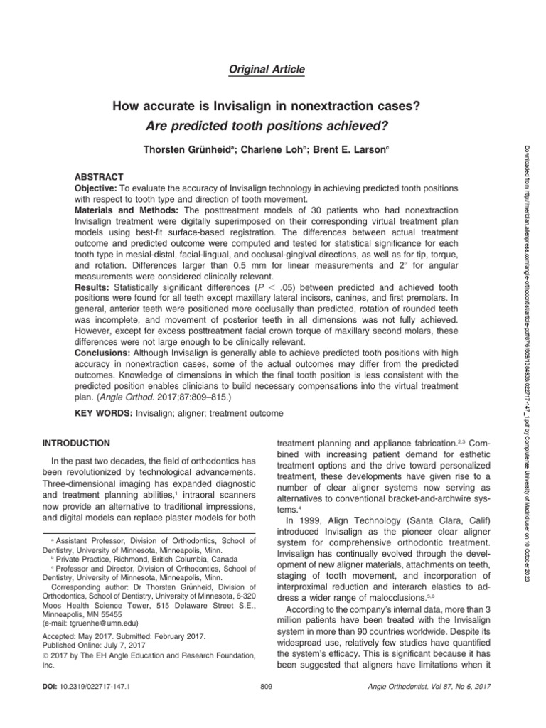 2017 - Grünheid - Angle Orthod | PDF | Orthodontics | Tooth