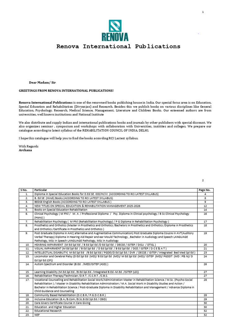 Renova Education Catalog 2025-2026 | PDF | Special Education | Disability