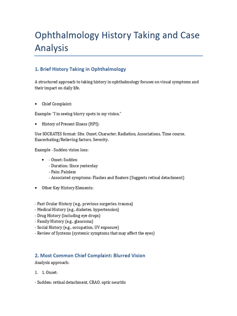 Ophthalmology History and Cases | PDF | Glaucoma | Visual Impairment