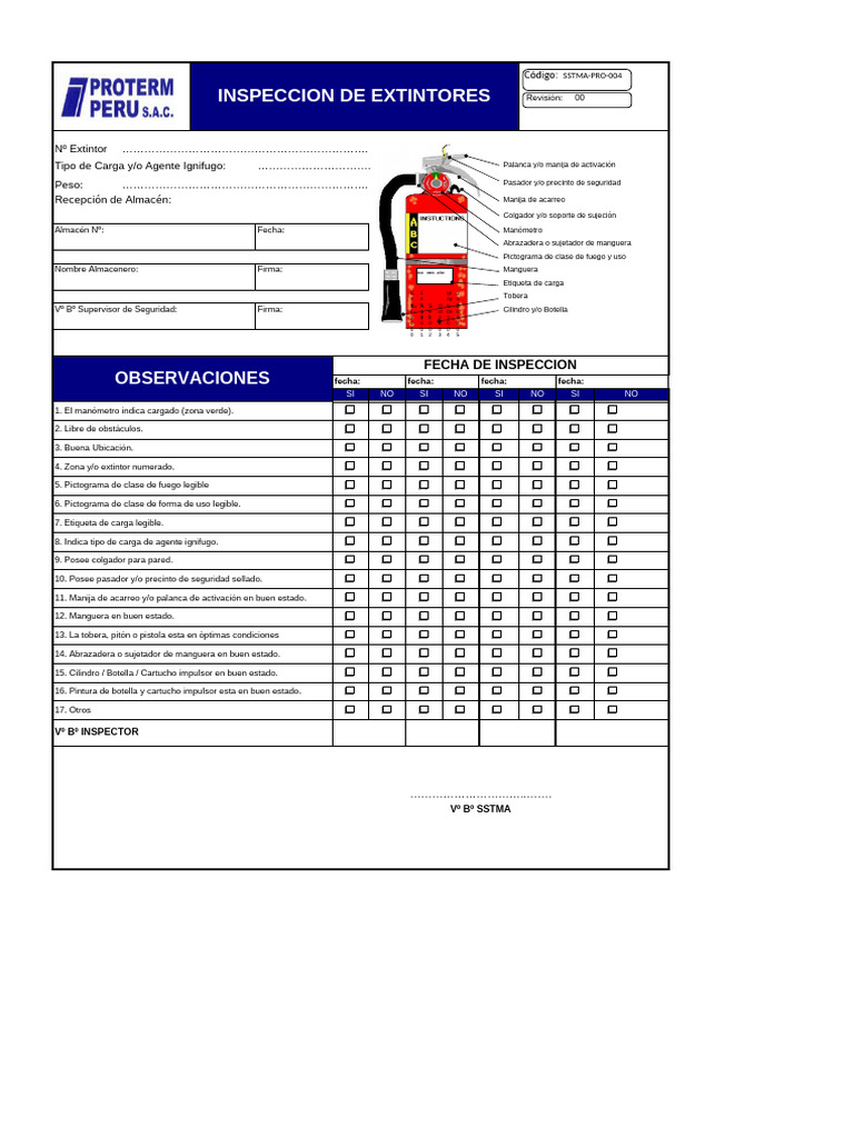 Formato de Inspeccion de Extintores | PDF