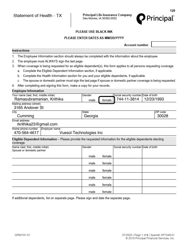 EOI Form | PDF | Insurance | Hiv/Aids