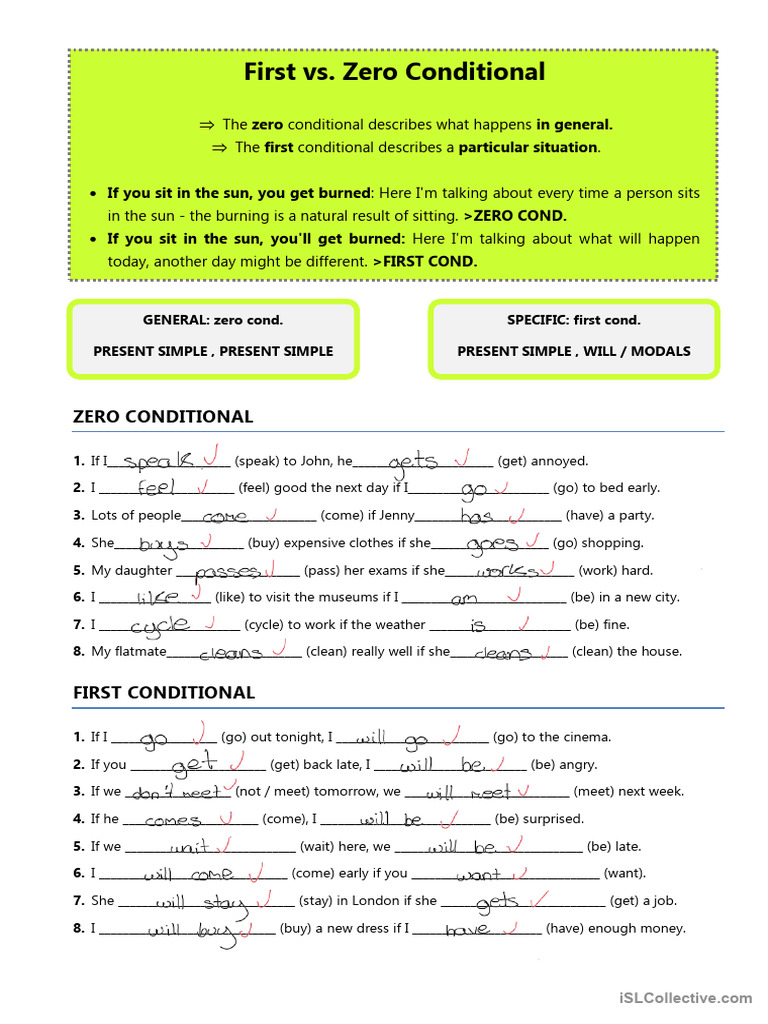Zero vs First Conditional Explained | PDF