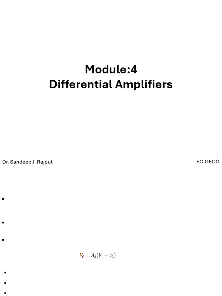 Chapter 4 Differential Amplifier | PDF | Amplifier | Electrical Impedance