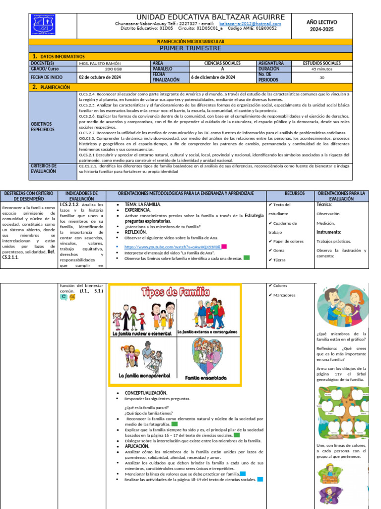 Primer Trimestre Cs 2do Egb | PDF | Familia | Enseñando