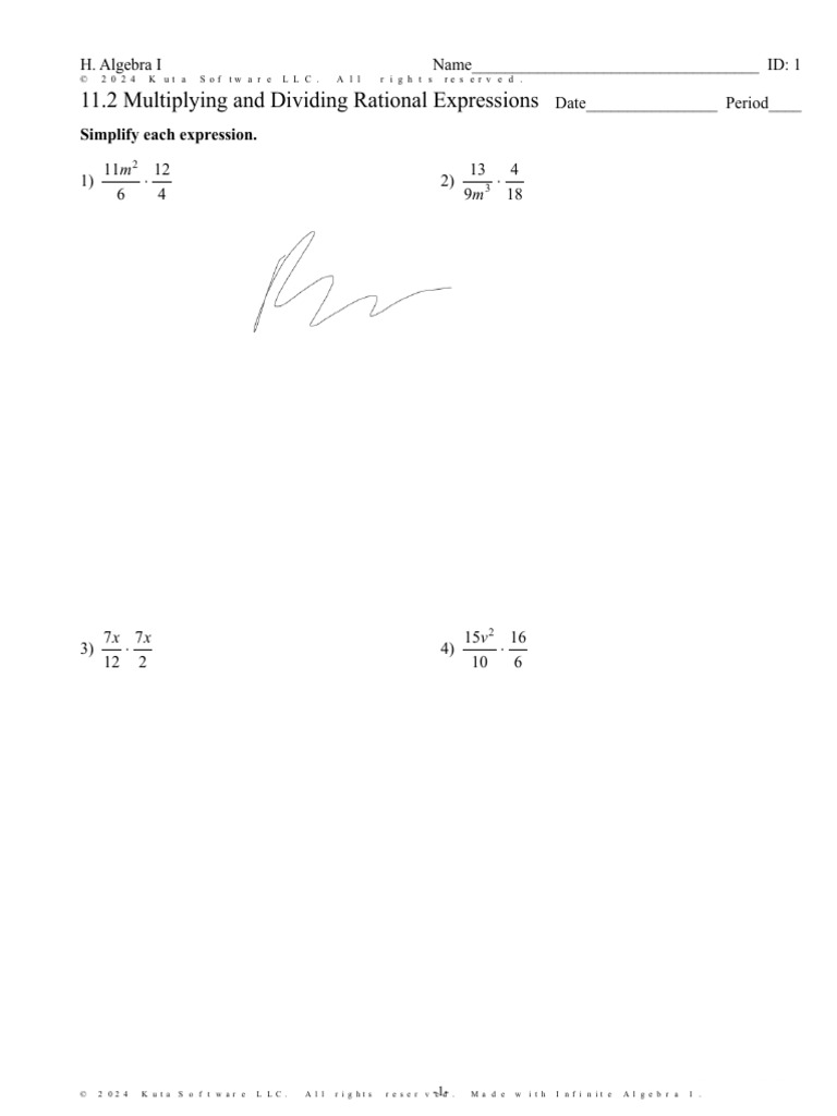11.2 Multiplying and Dividing Rational Expressions: Simplify Each ...