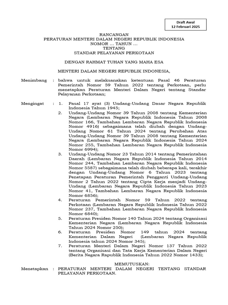 Draft - Batang Tubuh - Permendagri - SPP (250212) | PDF