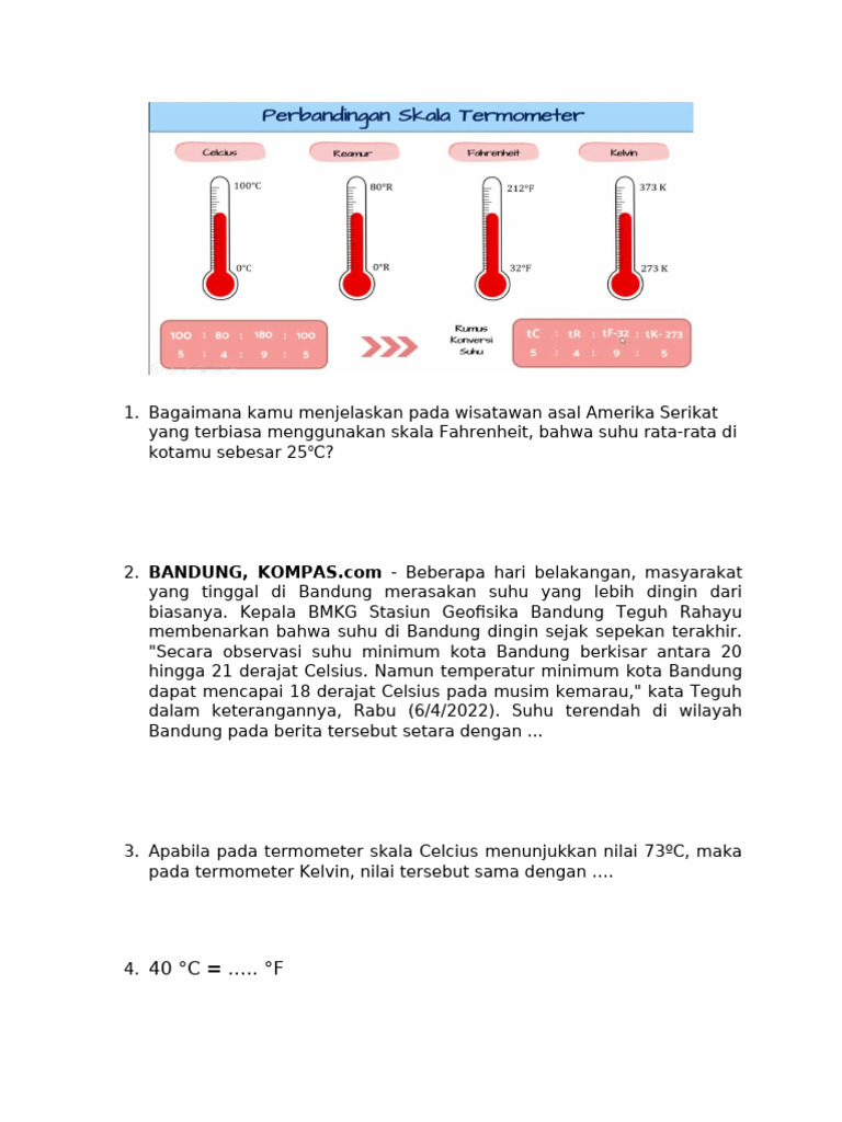 Panduan Konversi Suhu Kelas 7 | PDF