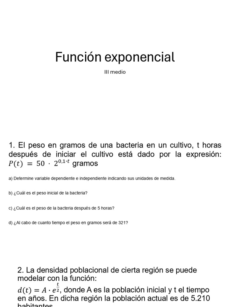 Ejercicios Adicionales, F Exponencial | PDF