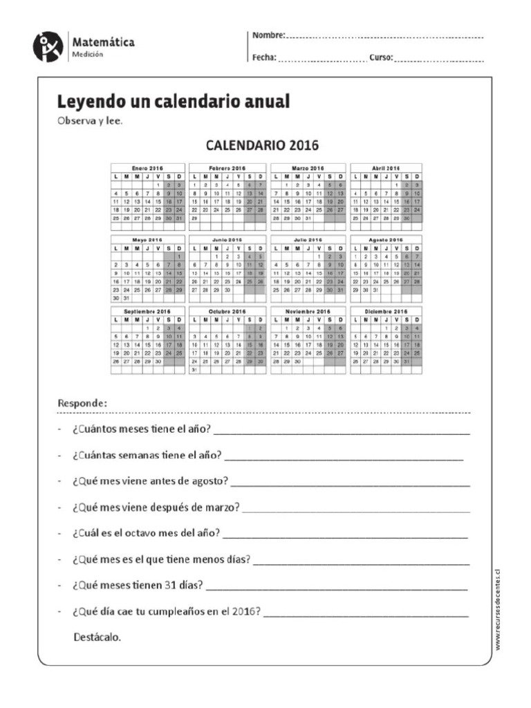Calendario Ejercicios | PDF