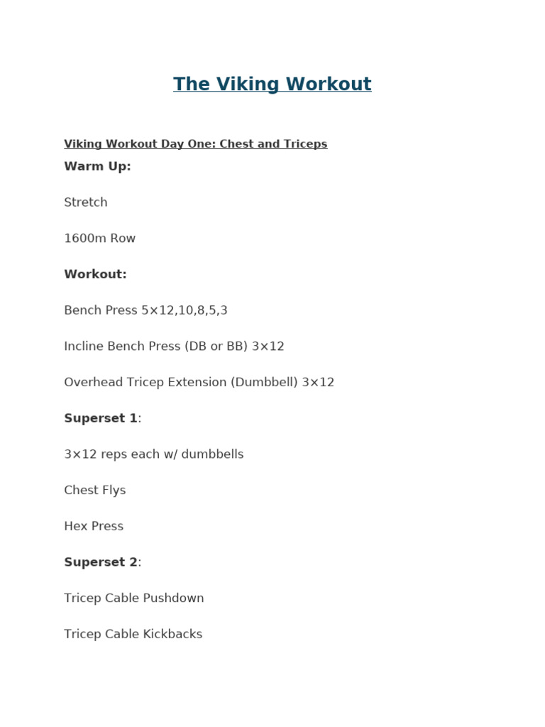 Viking Workout Routine for Beginners | PDF
