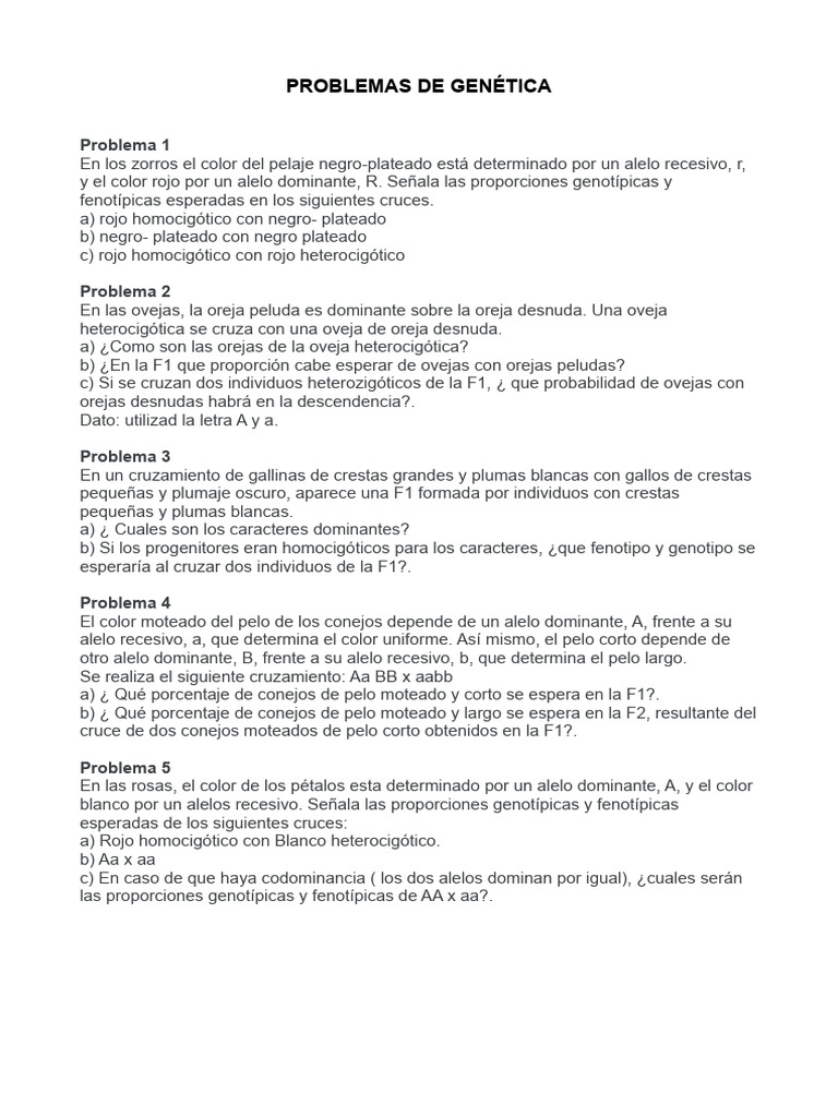 Problemas de Genética Mendeliana | PDF