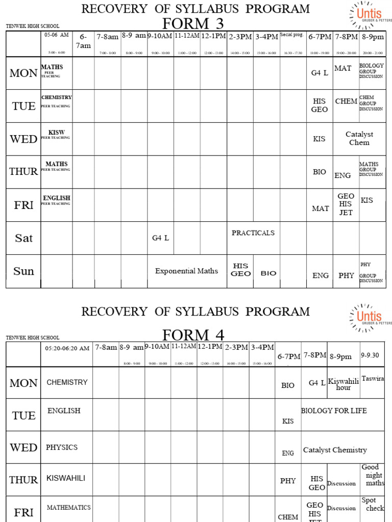 Recovery of Syllabus Timetable Term 2 2025 | PDF